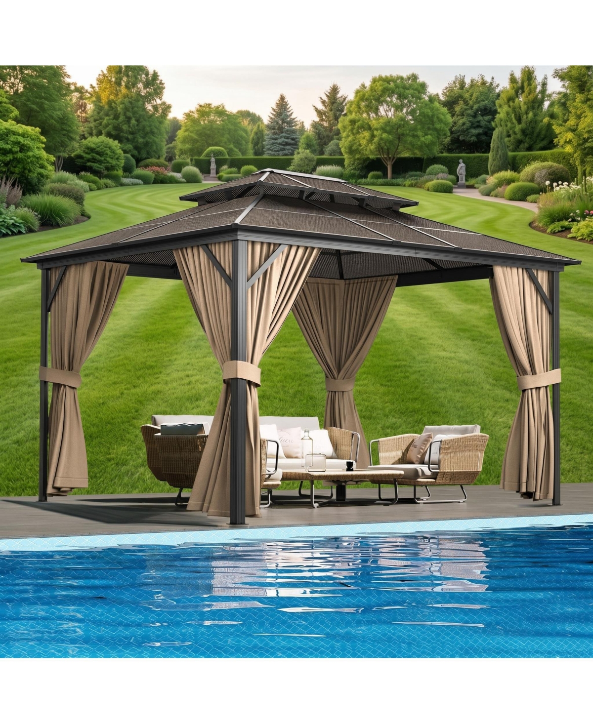 Click here for homfan 10 x 13 Ft Hardtop Pergola Gazebo with Doub... prices