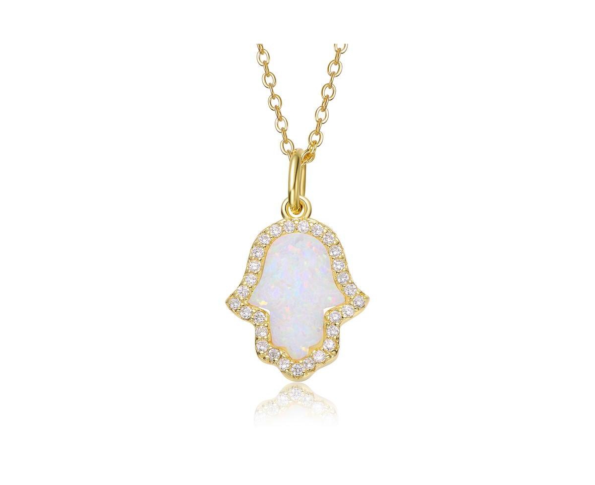Click here for Rachel Glauber 14K Gold Plated Sparkling Hamsa Opa... prices