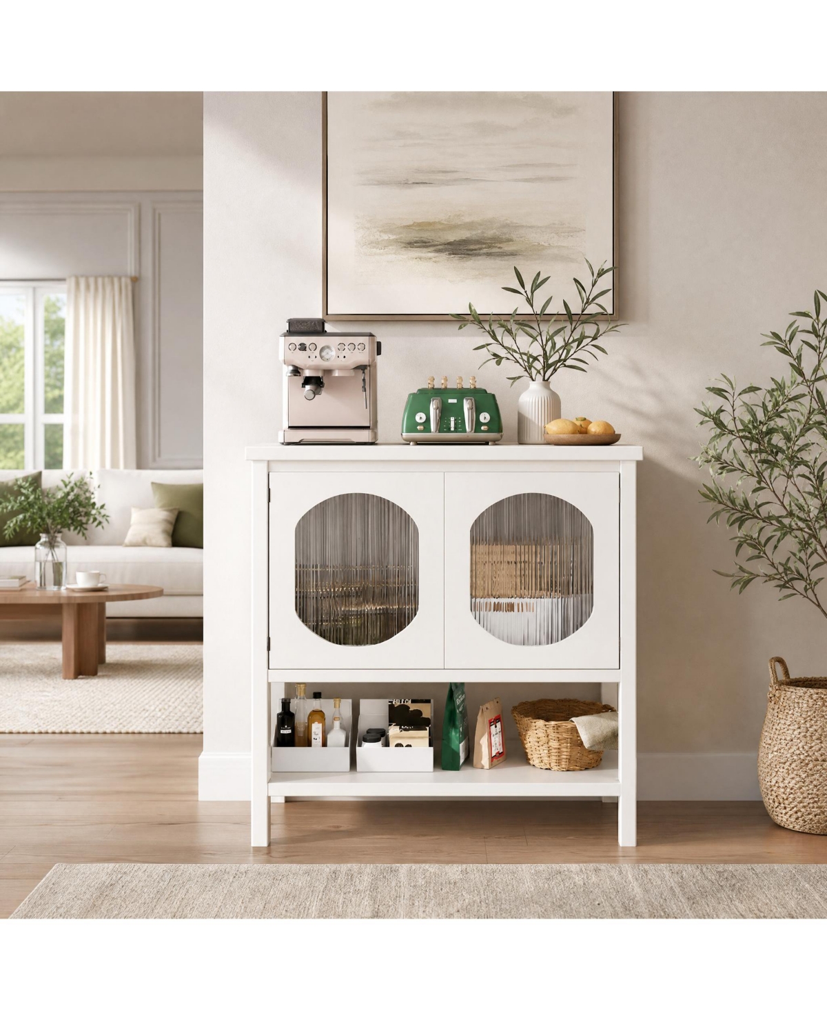 Click here for homfan Fluted Glass Entryway Cabinet with Storage... prices