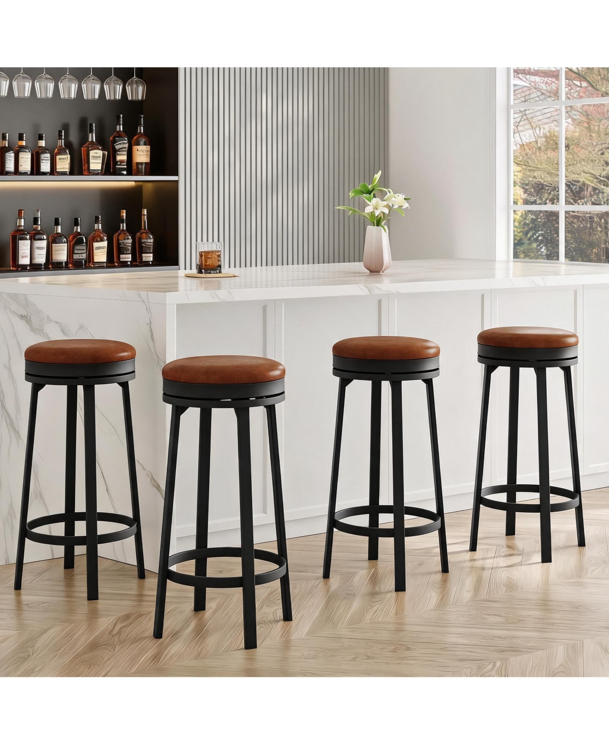 Click here for homfan 30-Inch Set of 4 Swivel Bar Stools Counter... prices