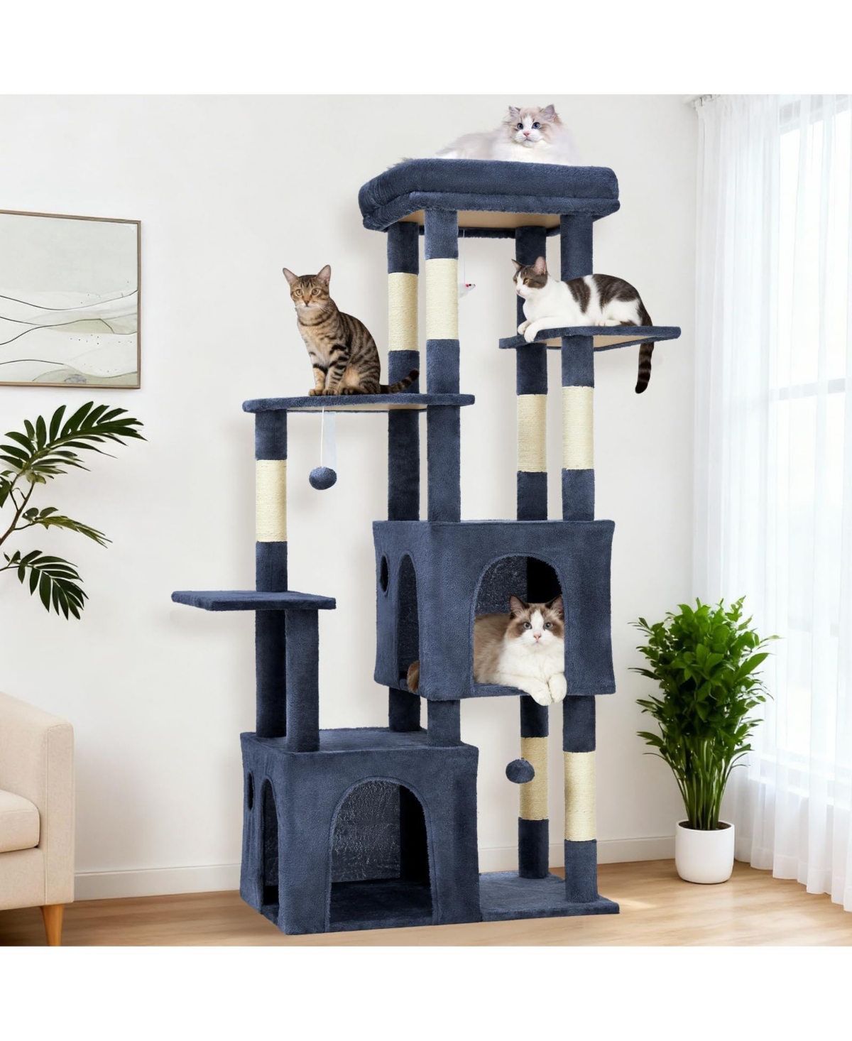 Click here for homfan 61 Cat Tree for Large Cats  Heavy-Duty Towe... prices