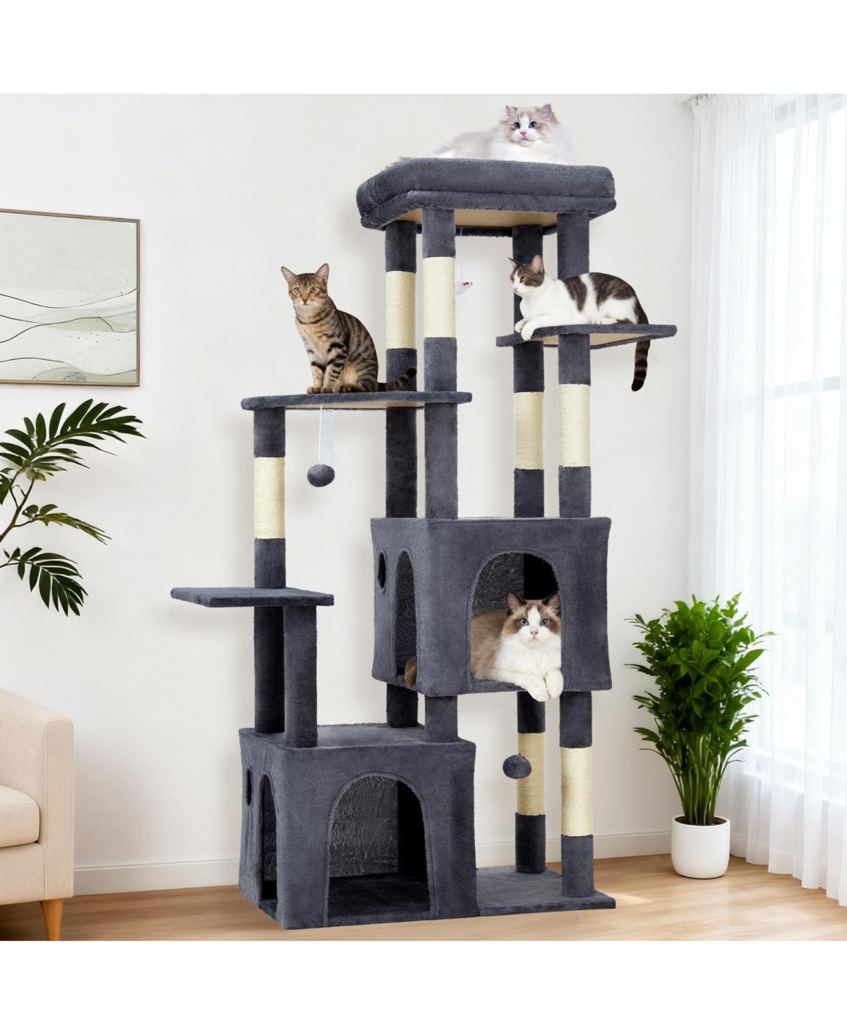 Click here for homfan 61 Cat Tree for Large Cats  Heavy-Duty Towe... prices