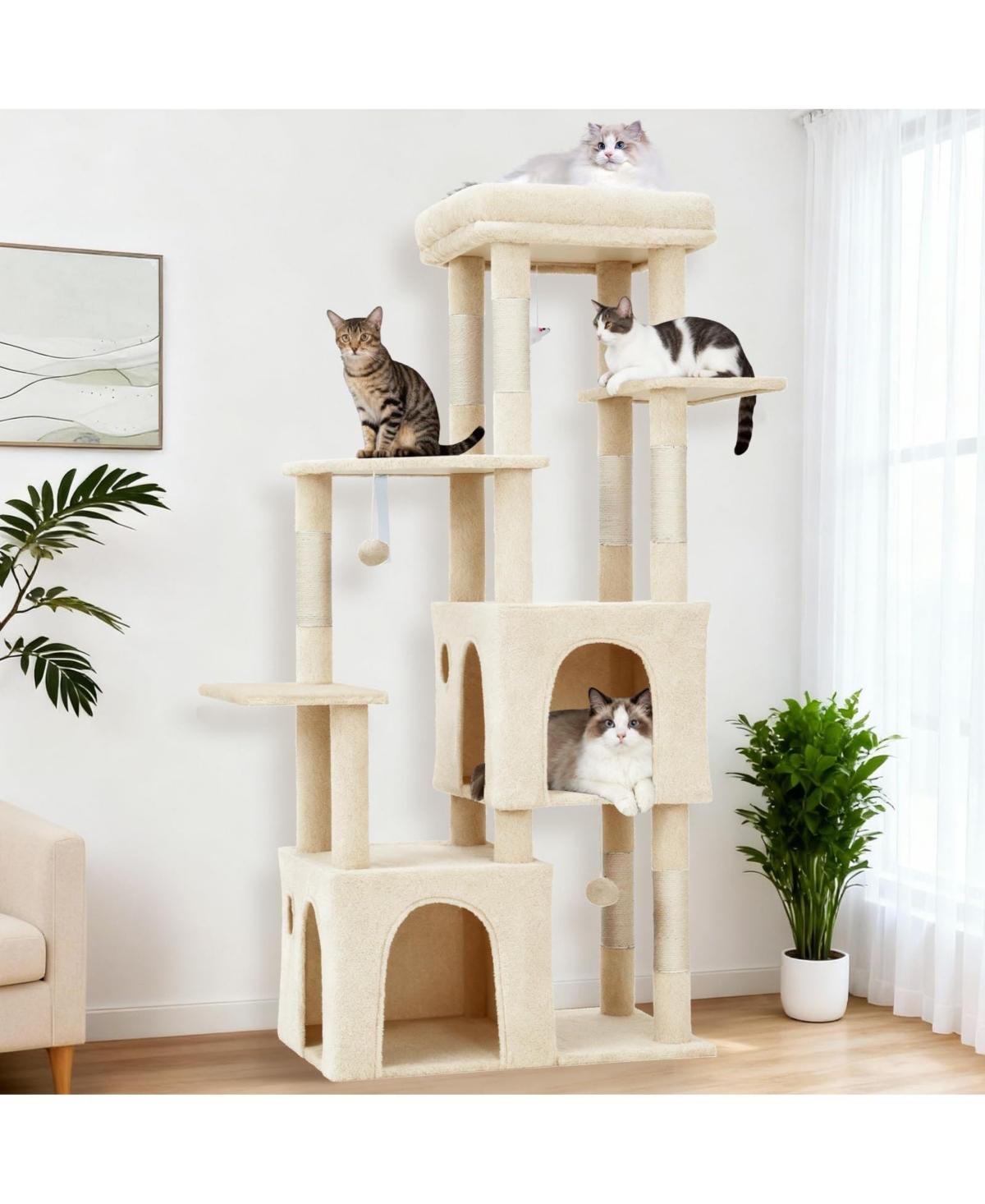 Click here for homfan 61 Cat Tree for Large Cats  Heavy-Duty Towe... prices