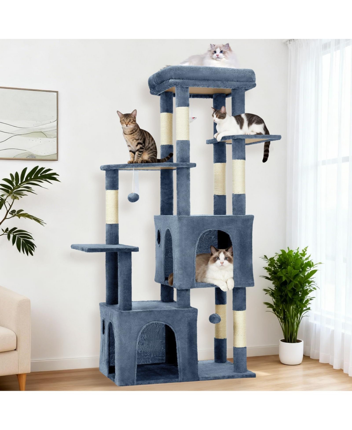 Click here for homfan 61 Cat Tree for Large Cats  Heavy-Duty Towe... prices