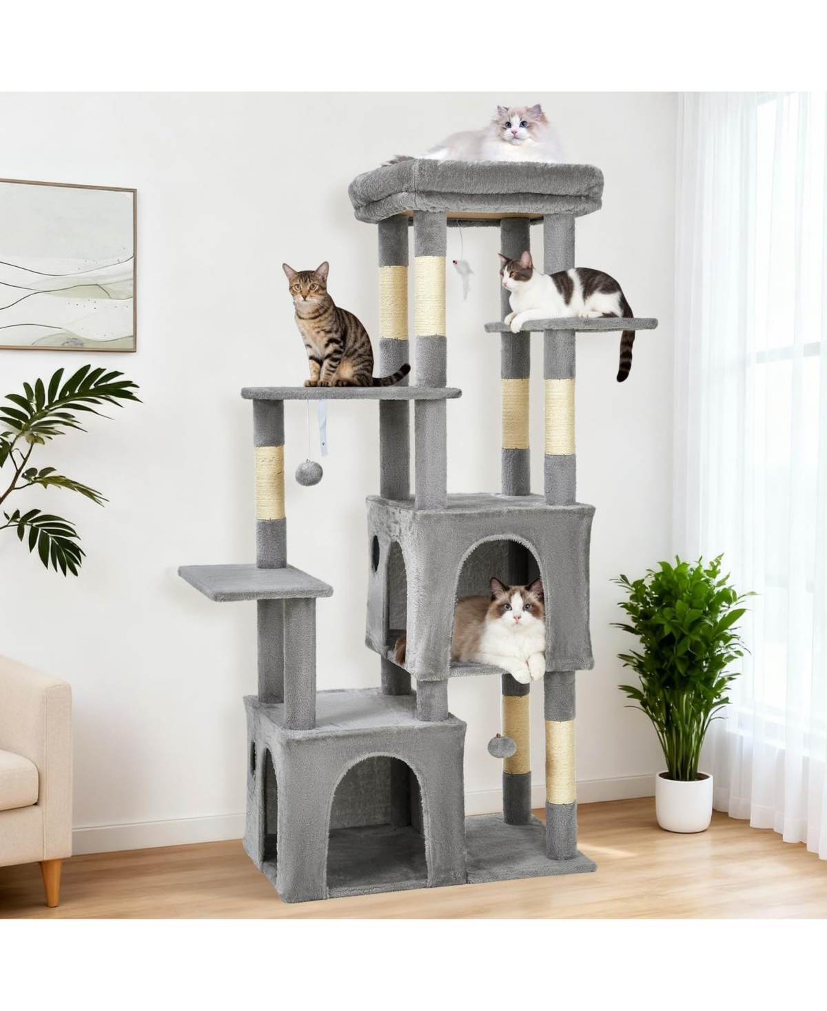 Click here for homfan 61 Cat Tree for Large Cats  Heavy-Duty Towe... prices