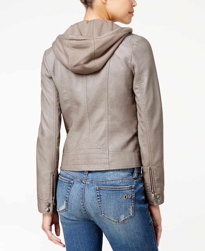 American Rag Knit-Hood Faux-Leather Jacket, Created for Macy's ...