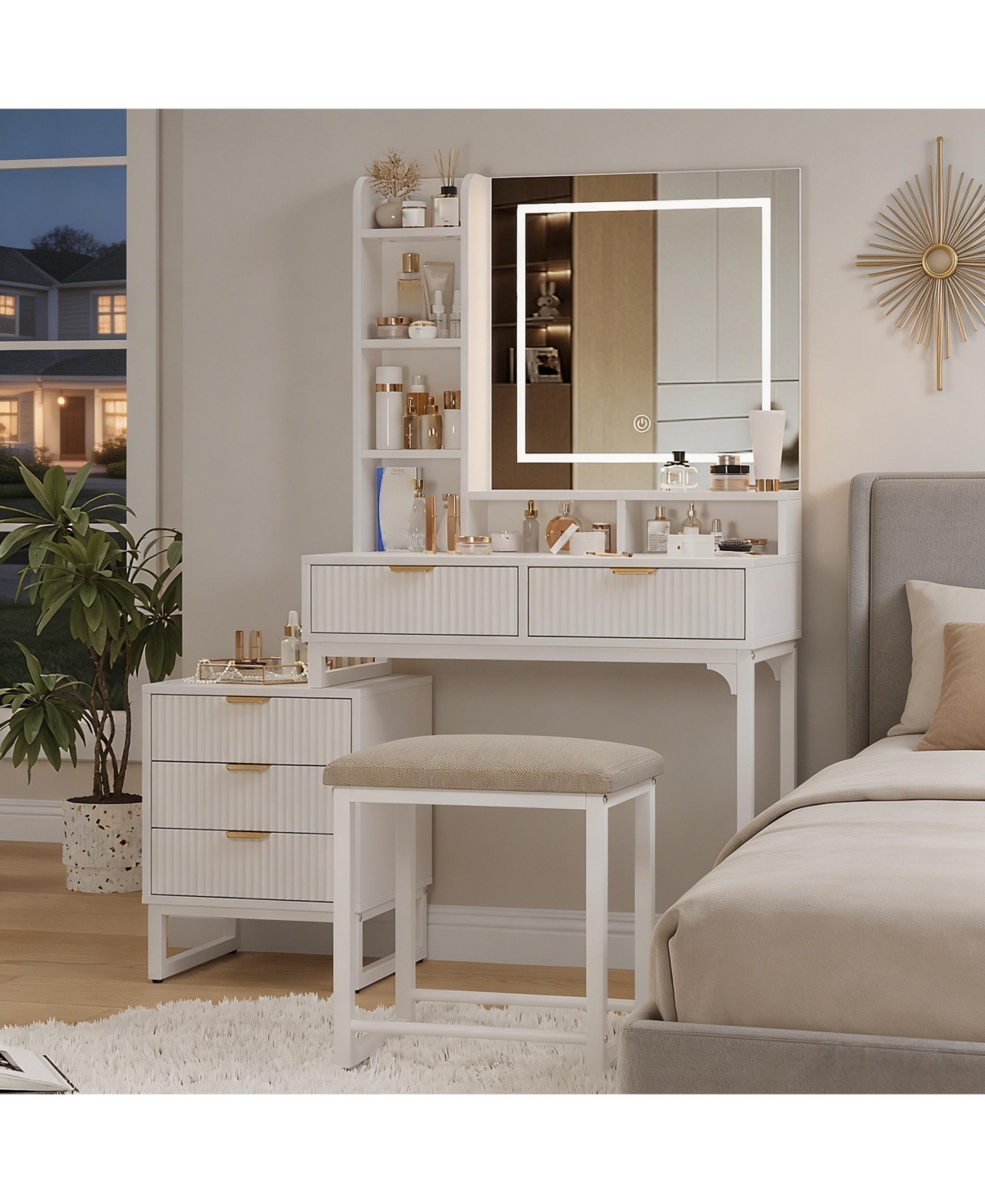 Click here for 40.5W Wave Board Dressing Table with Engineered Wo... prices