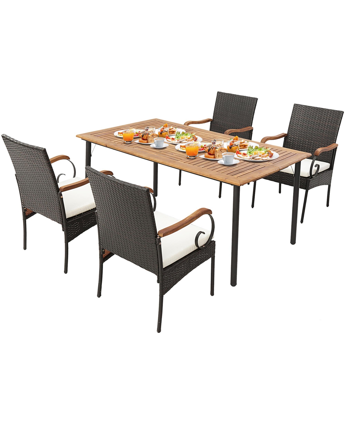 Click here for Gymax 5 piece Wicker Dining Set Cushion Armchairs... prices