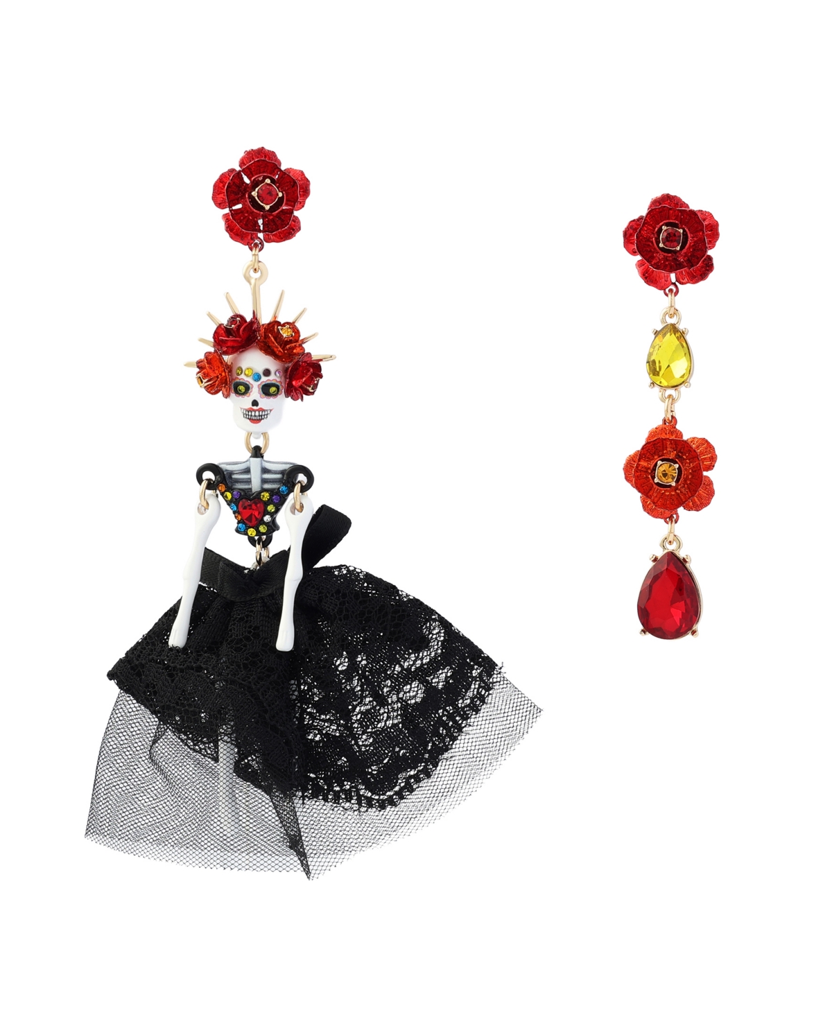 Click here for Betsey Johnson Faux-Stone Sugar Skull Bride Drop E... prices