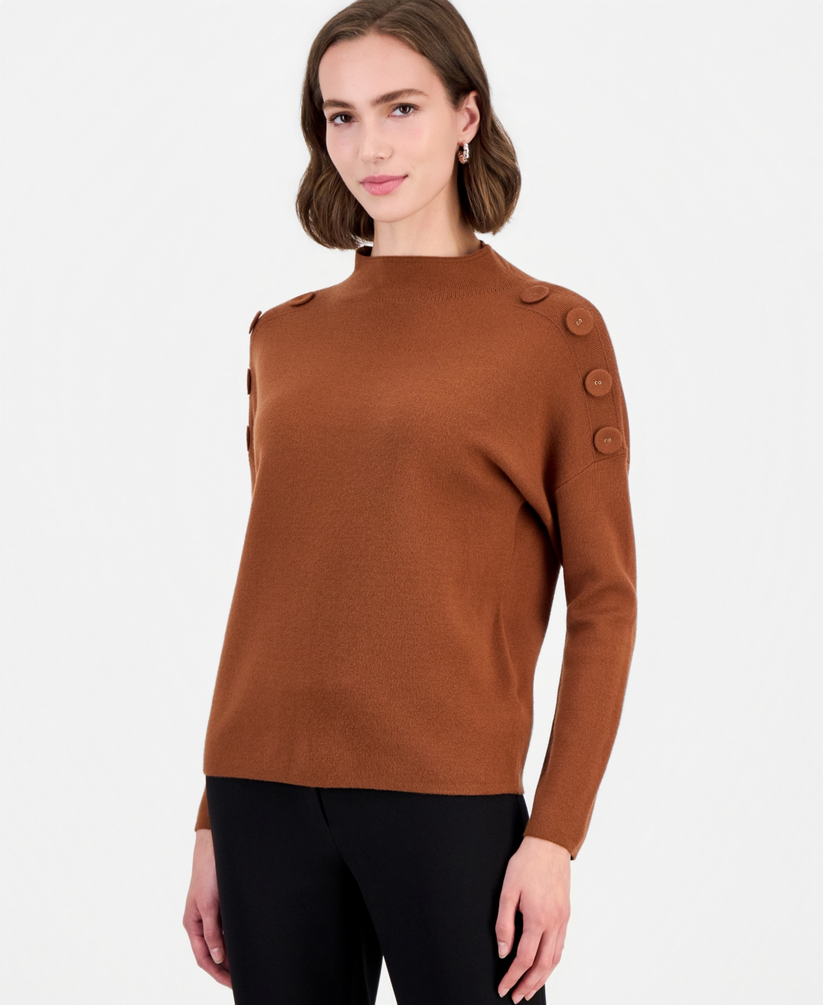 Click here for T Tahari Womens Dropped-Shoulder Mock Neck Pullove... prices