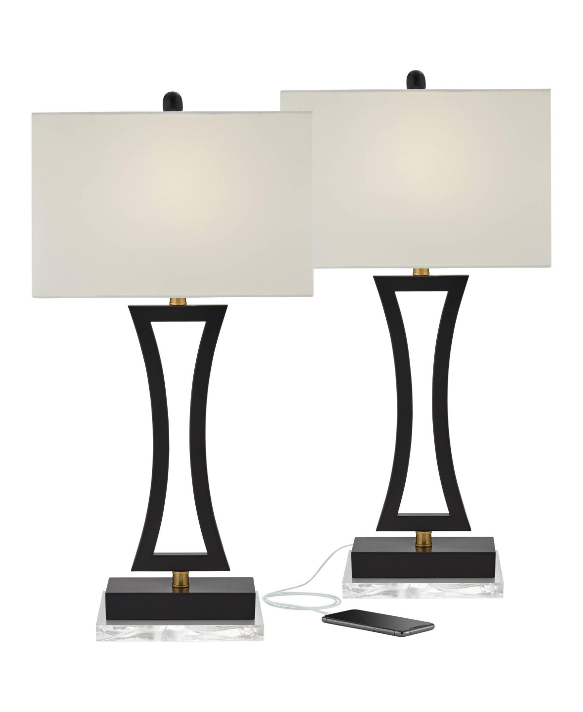 Click here for 360 Lighting Roxie Modern Table Lamps Set of 2 wit... prices