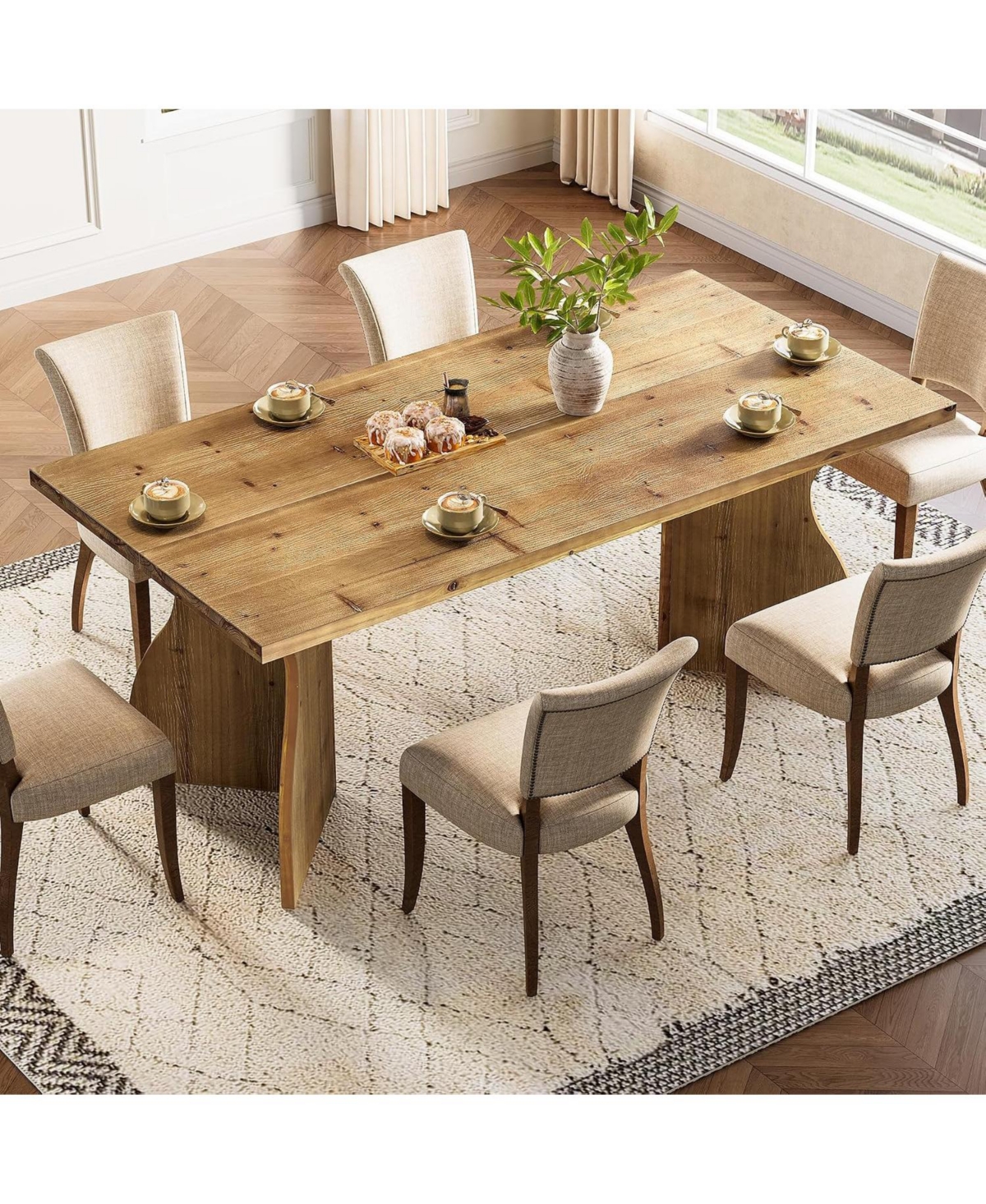 Click here for Tribesigns 63-Inch Solid Wood Dining Table for 4-6... prices