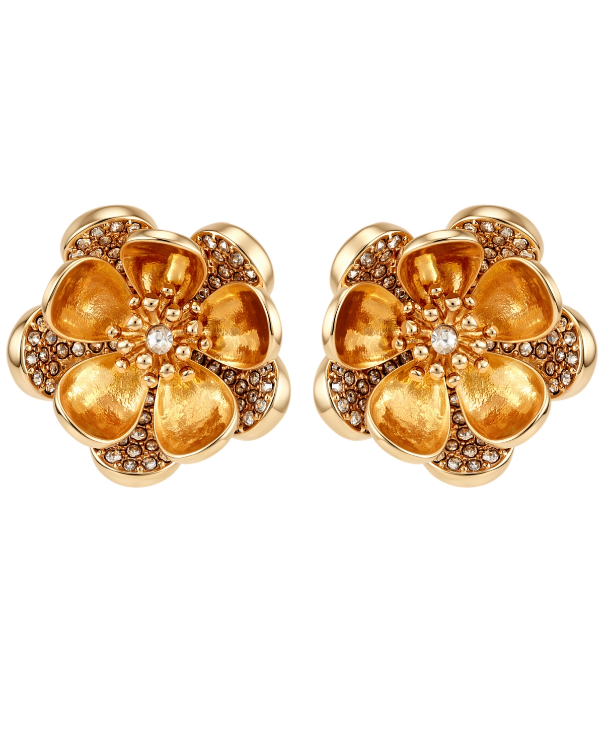 Click here for Guess Gold-Tone Crystal Stone Oversized Stud Earri... prices