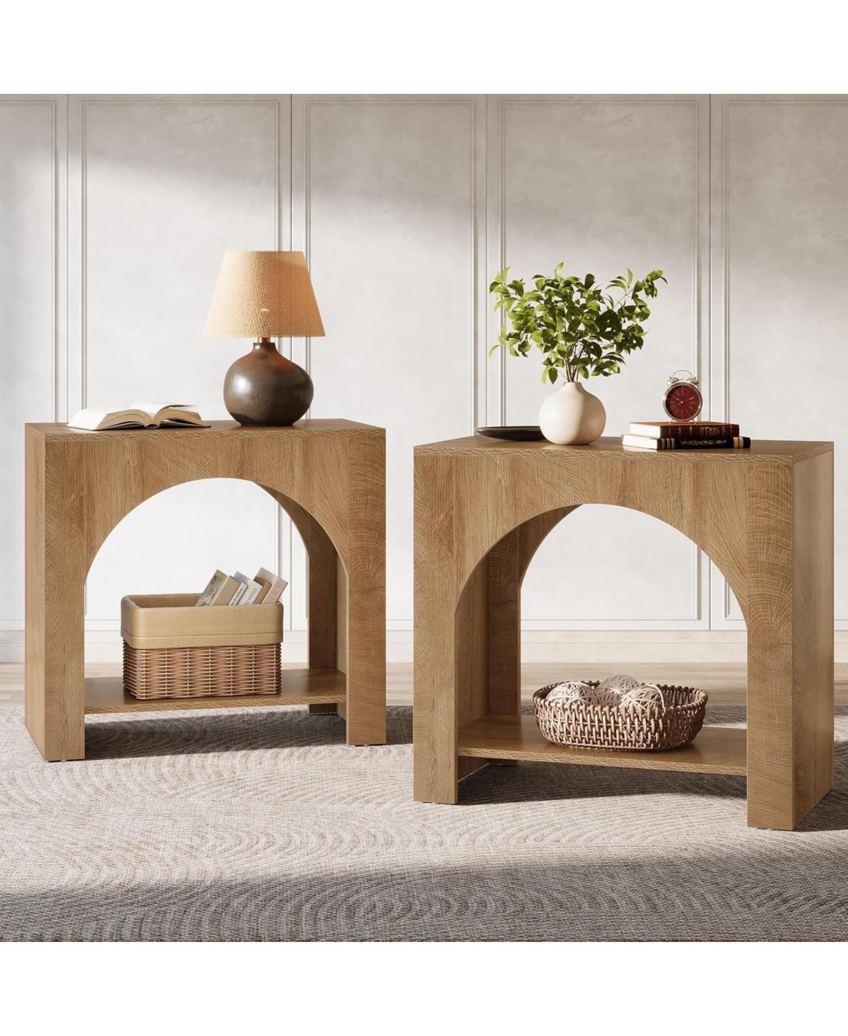 Click here for Tribesigns Side Table Set of 2  with Wooden Base... prices