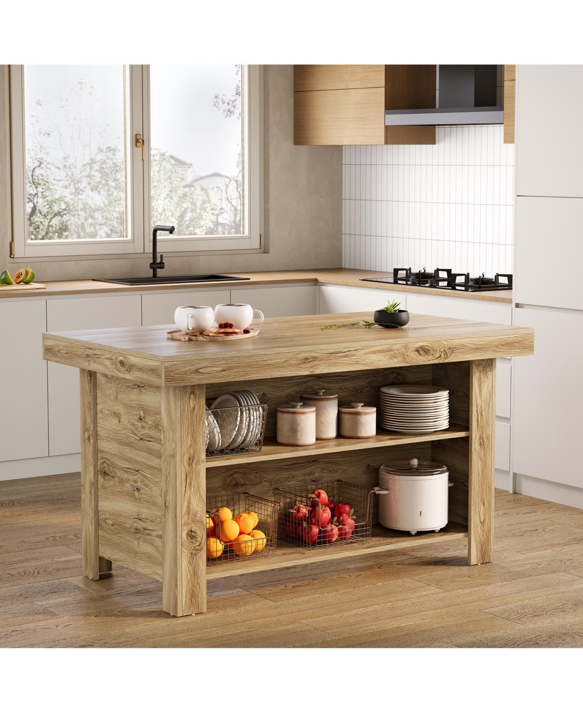 Click here for Tribesigns 3-Tier Kitchen Island with Storage  55... prices
