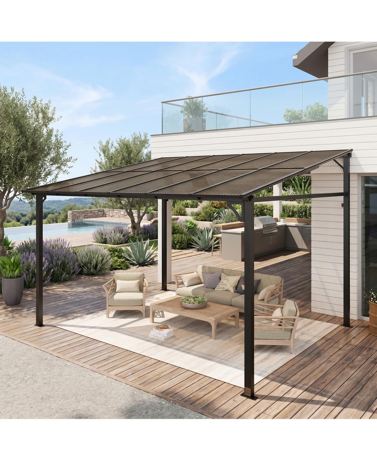 Click here for homfan 10 x 12 Ft Slanted Roof Gazebo with Durable... prices