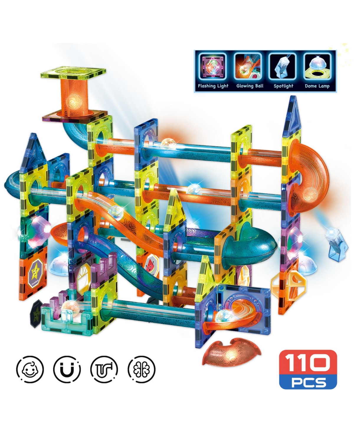 Click here for Contixo 110-Piece Light-Up 3D Magnetic Marble Run... prices