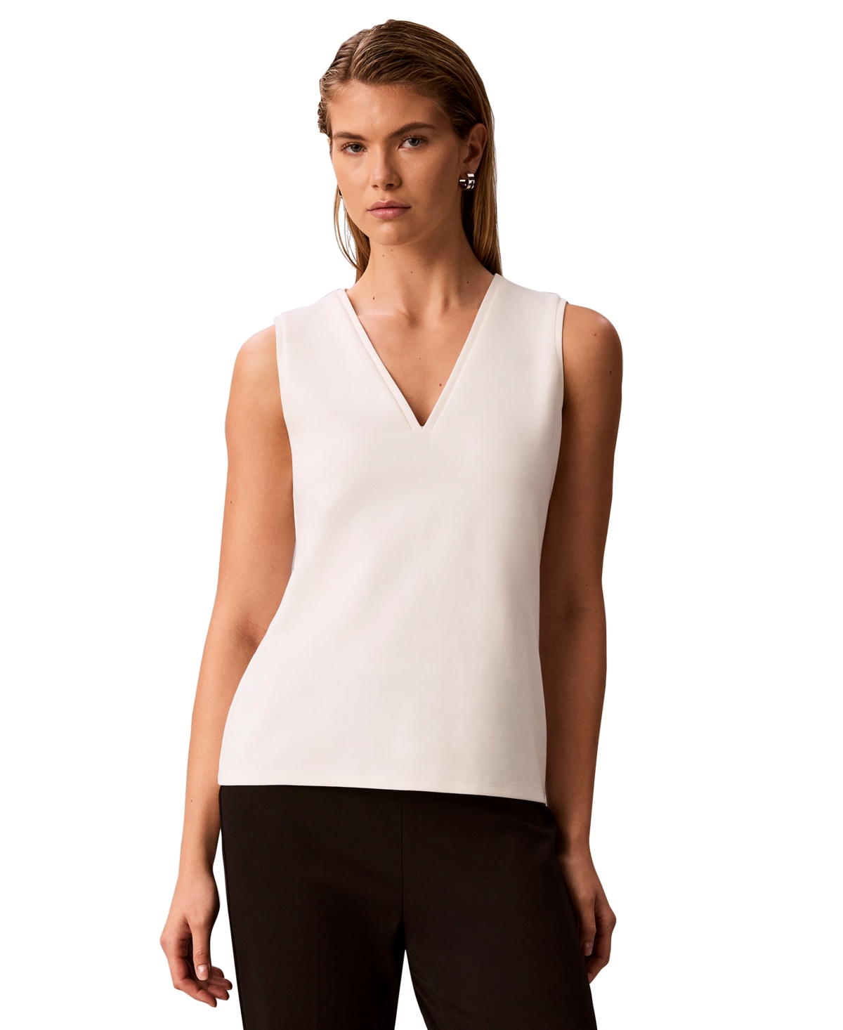 Click here for Calvin Klein Womens V-Neck Banded Shell Top - Seas... prices