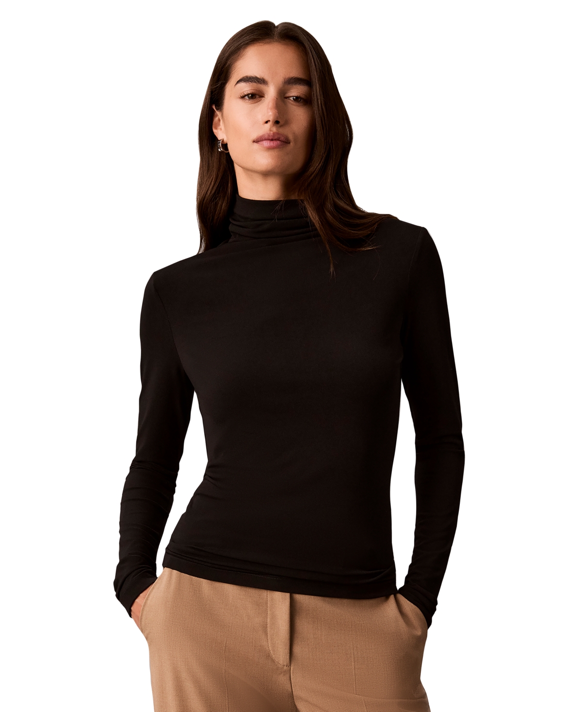 Click here for Calvin Klein Womens Long-Sleeve Crepe Jersey Top -... prices