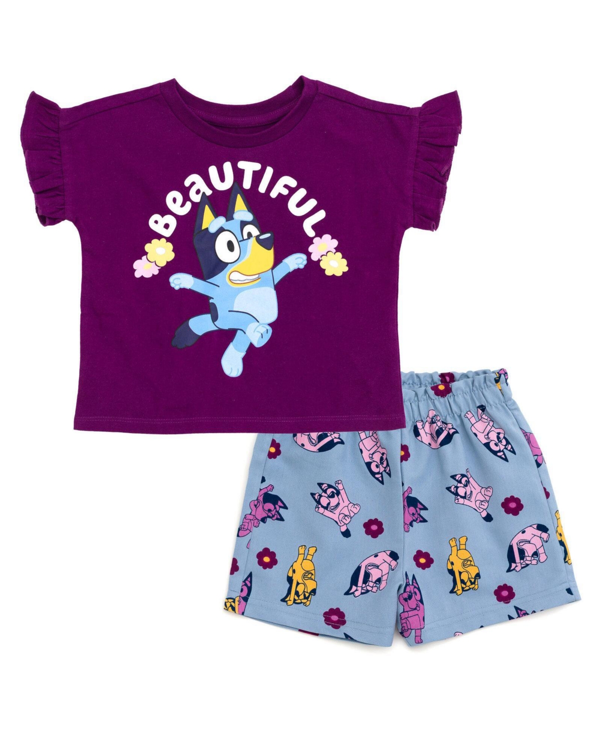 Click here for Bluey Toddler Girls T-Shirt and Chambray Shorts Ou... prices