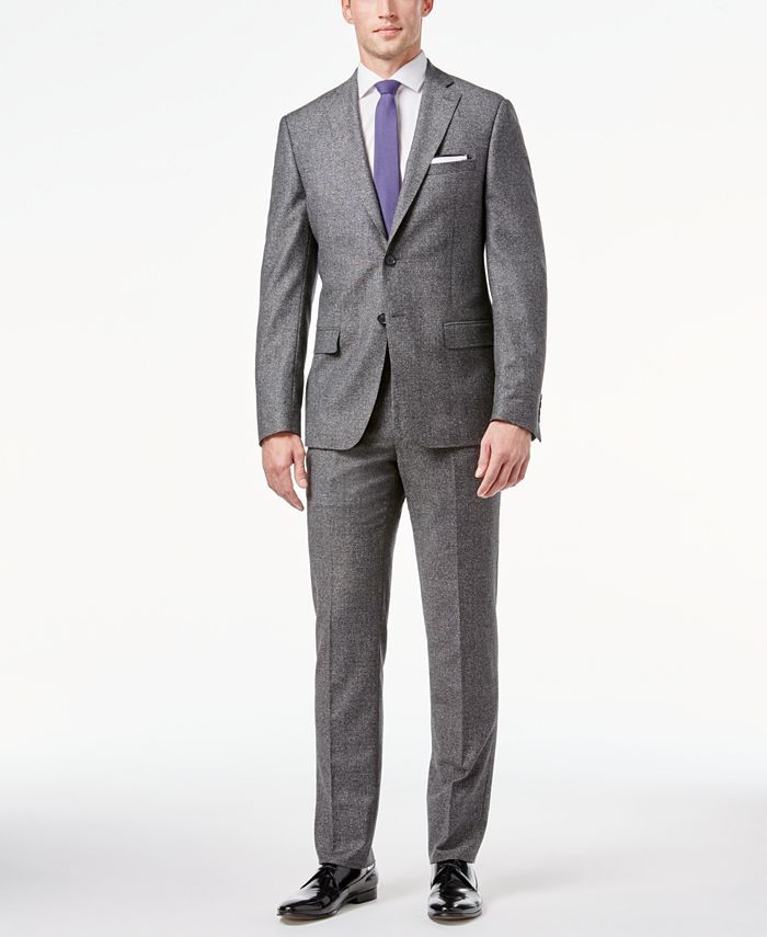 DKNY Men's Gray Donegal Slim-Fit Suit - Macy's