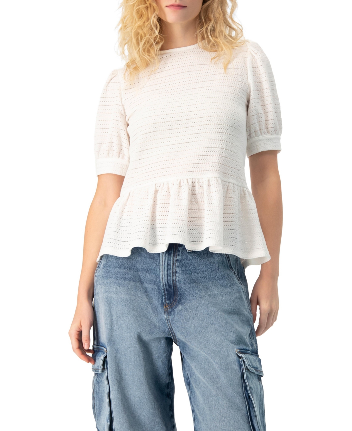 Click here for Ivonne Womens Tonal Stripe Textured See-Through Pe... prices