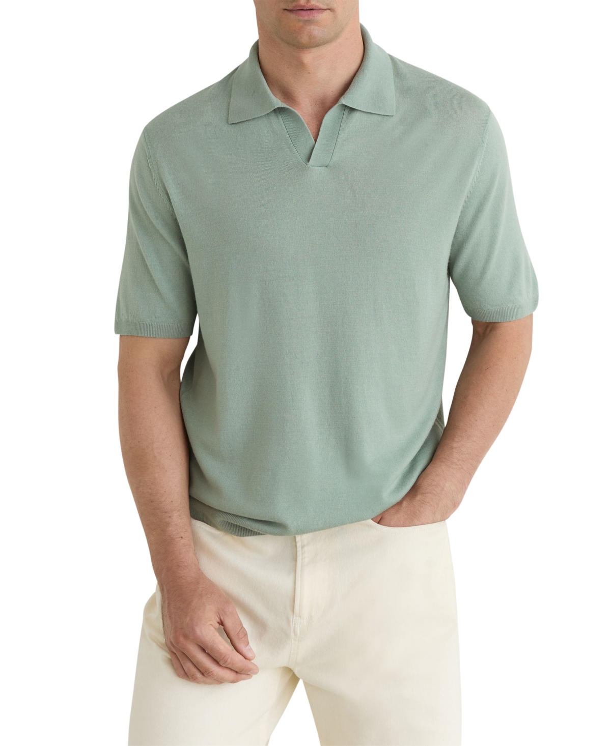 Click here for Reiss Mens Rook Pigment-Dyed Merino Wool Open-Coll... prices