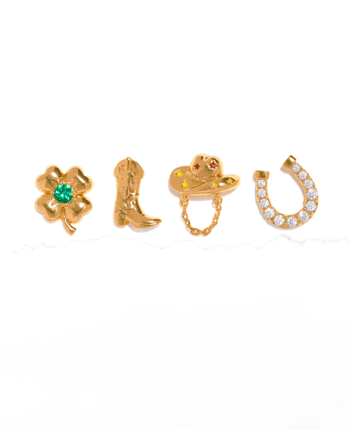 Click here for Girls Crew Crystal Western Charm Stud Earrings Set... prices