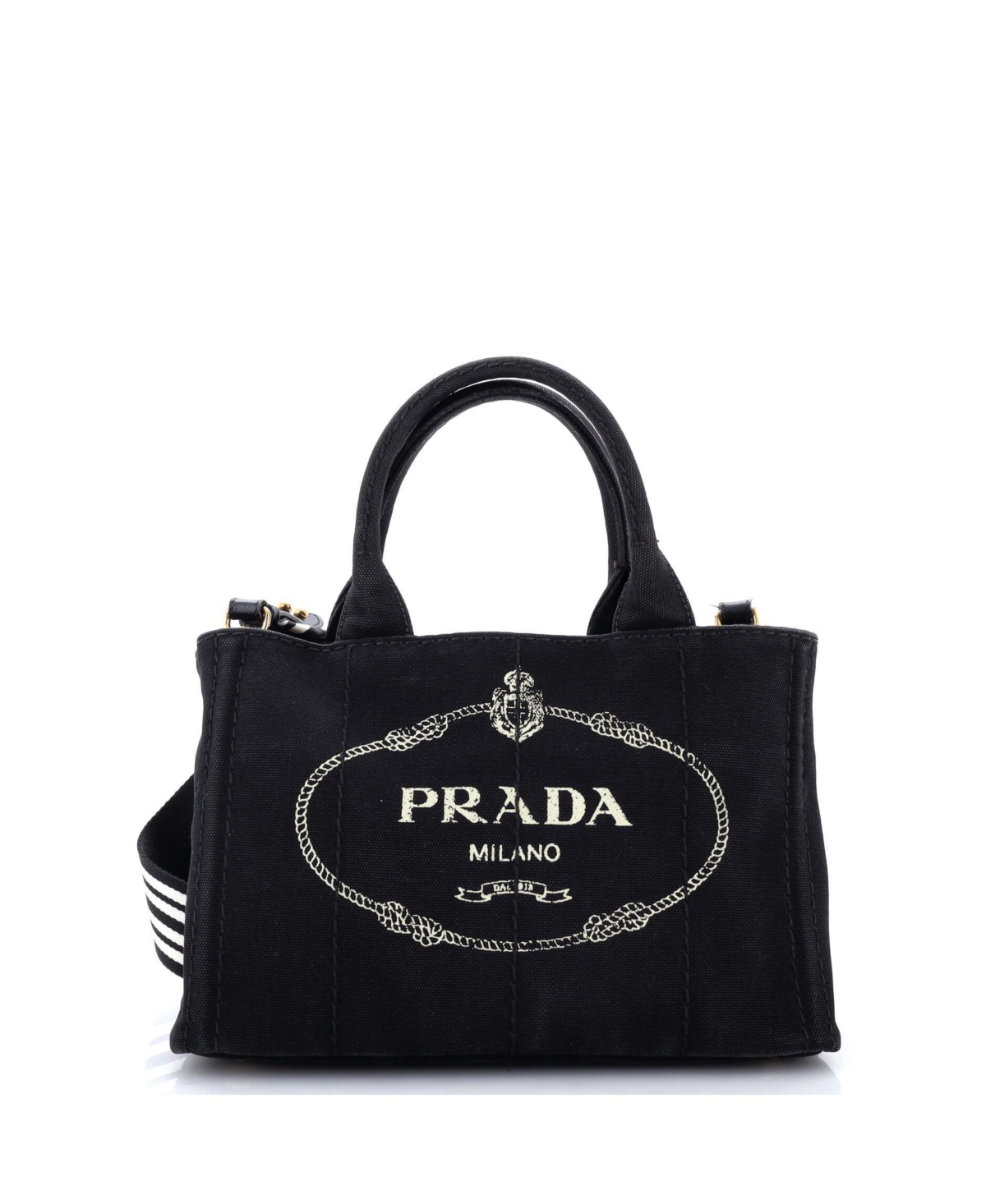 Click here for Pre-Owned Prada Mini Canapa Convertible Tote Canva... prices