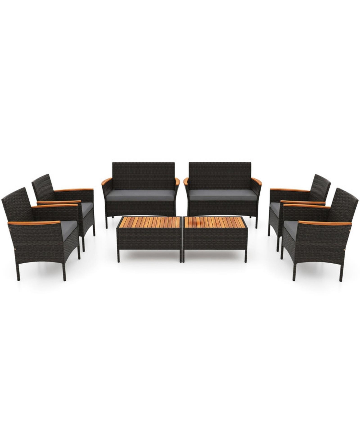 Click here for Sugift Patio Wicker Sofa Set with 4 Rattan Chairs... prices