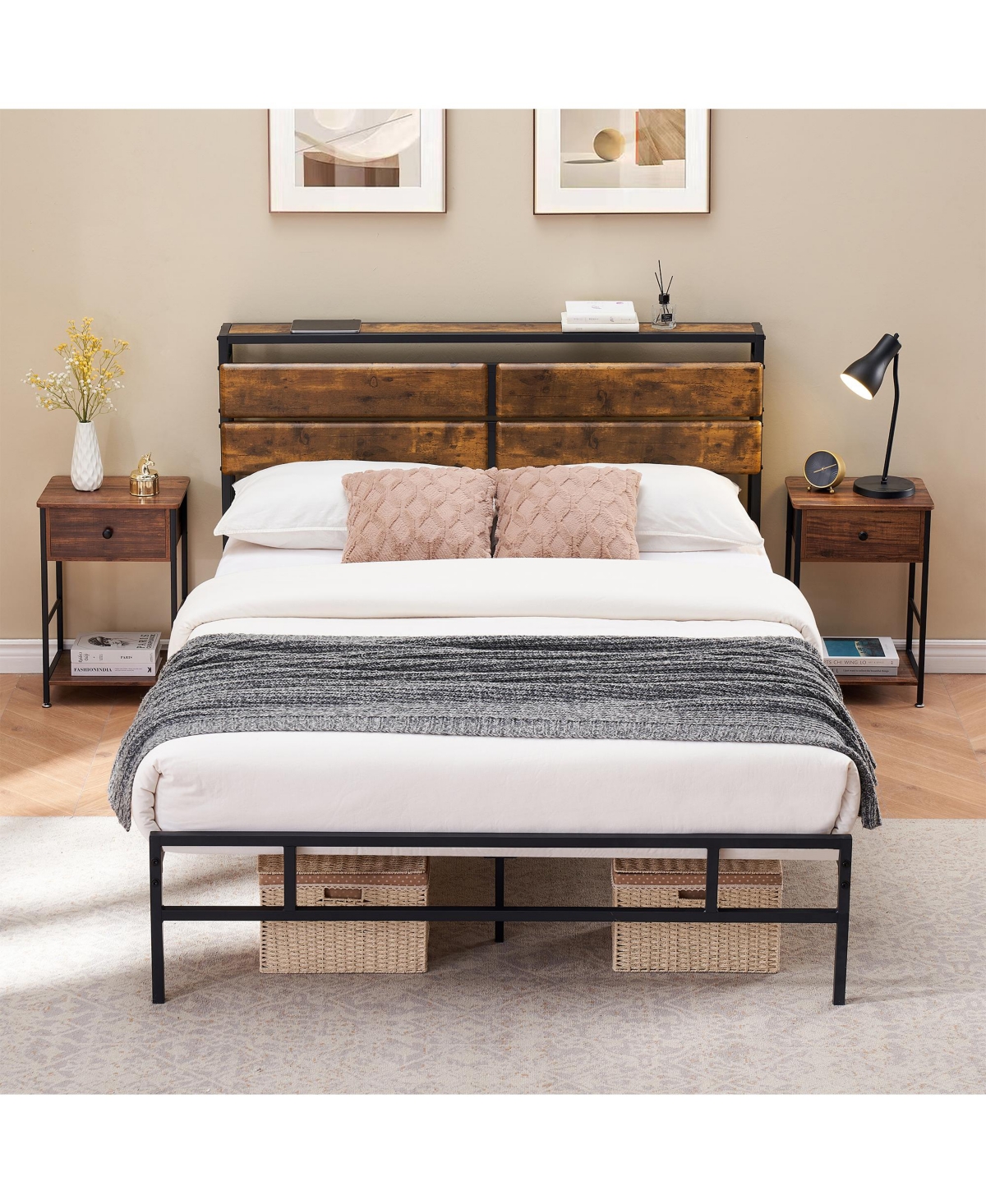 Click here for homfan Metal Platform Bed Frame with Storage Bedsi... prices
