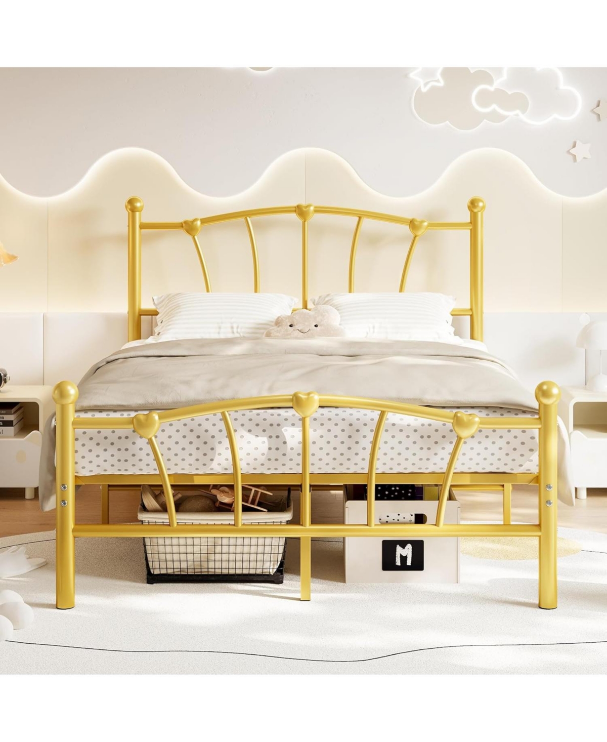 Click here for gaomon Full Size Bed Frame  Heart Shaped Metal Bed... prices