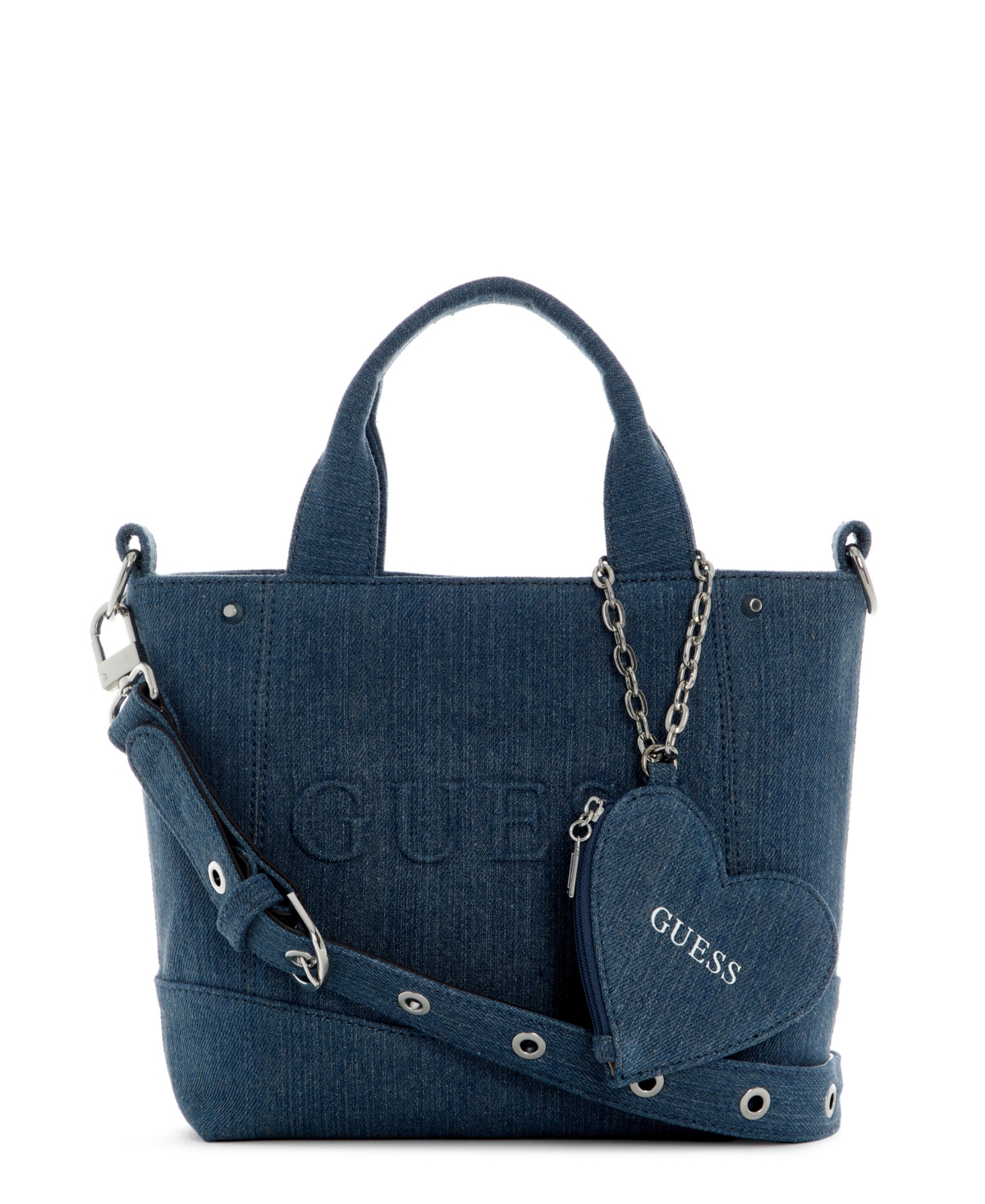 Click here for Guess Sasha Small Tote Handbag - Denim prices