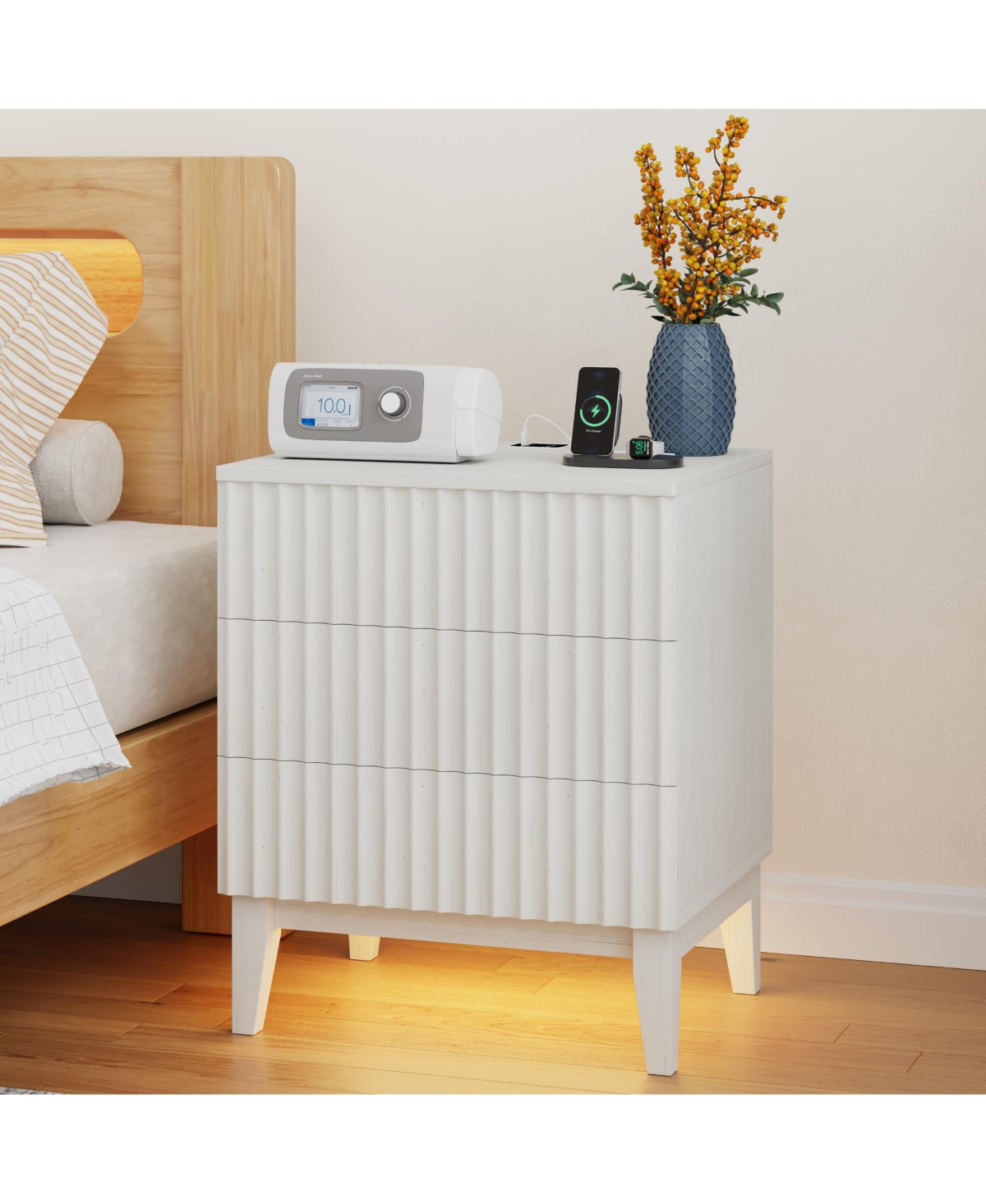 Click here for Vlsrka 19.7 Wide 3-Drawer Nightstand with Charging... prices