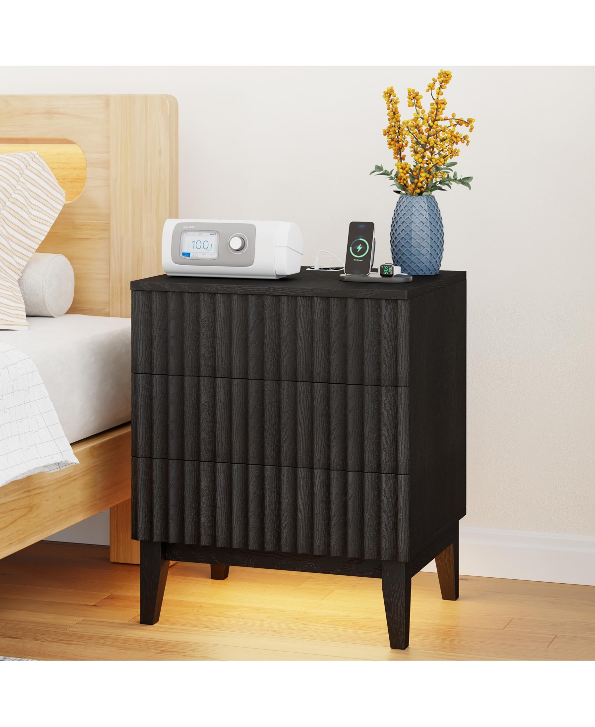 Click here for Vlsrka 19.7 Wide 3-Drawer Nightstand with Charging... prices