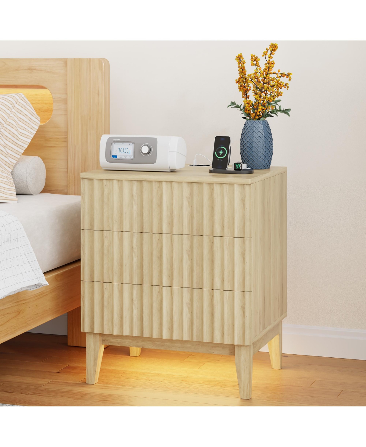 Click here for Vlsrka 19.7 Wide 3-Drawer Nightstand with Charging... prices