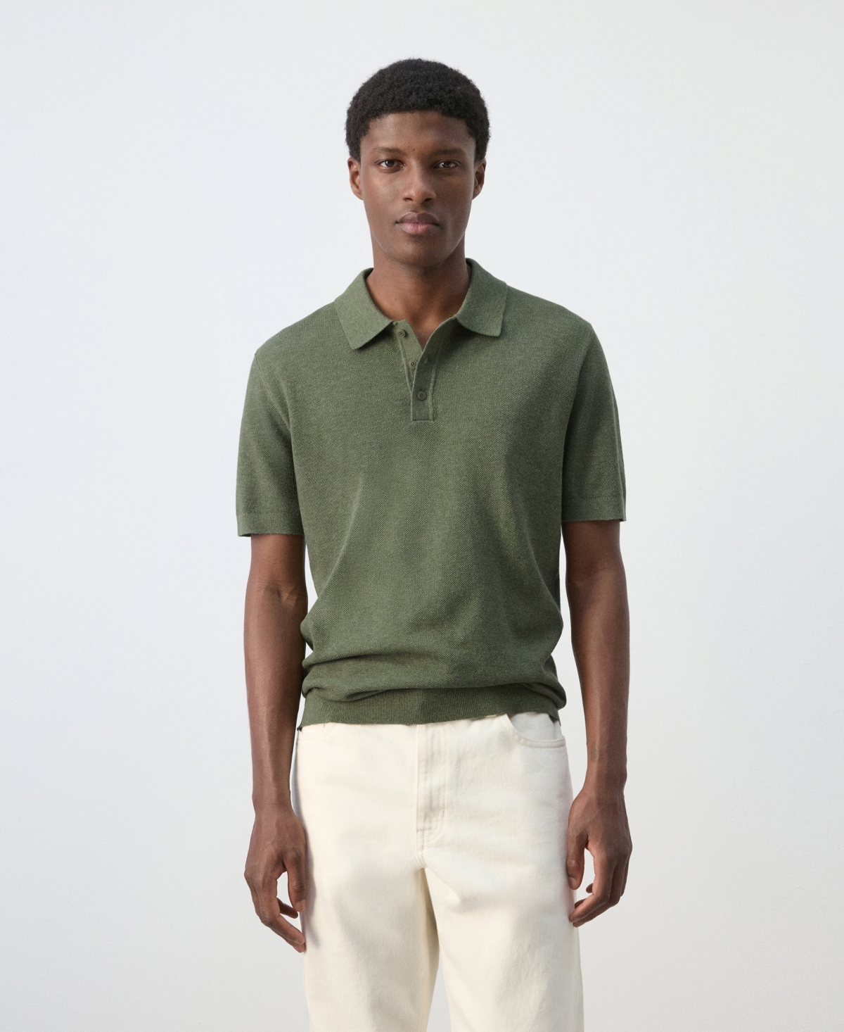 Click here for Mango Mens Fine-Knit Cotton Polo Shirt - Forest Gr... prices