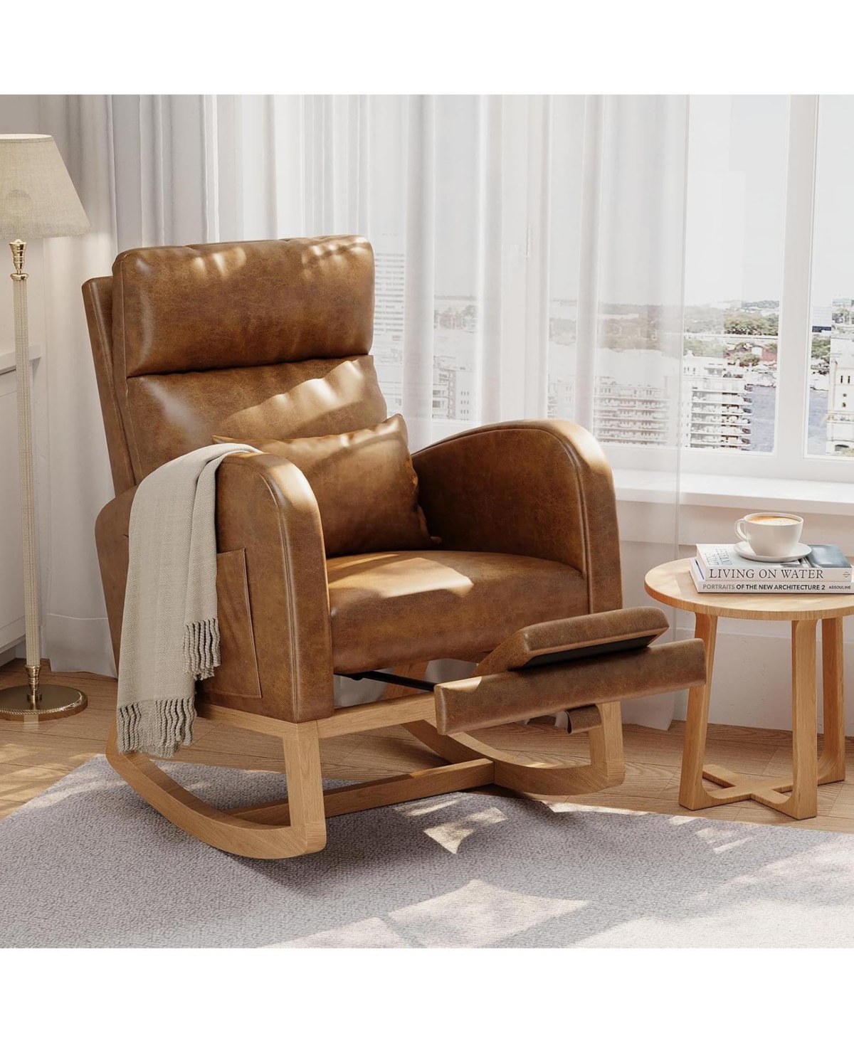 Click here for gaomon Pu Leather Rocking Chair with Footrest  Mod... prices
