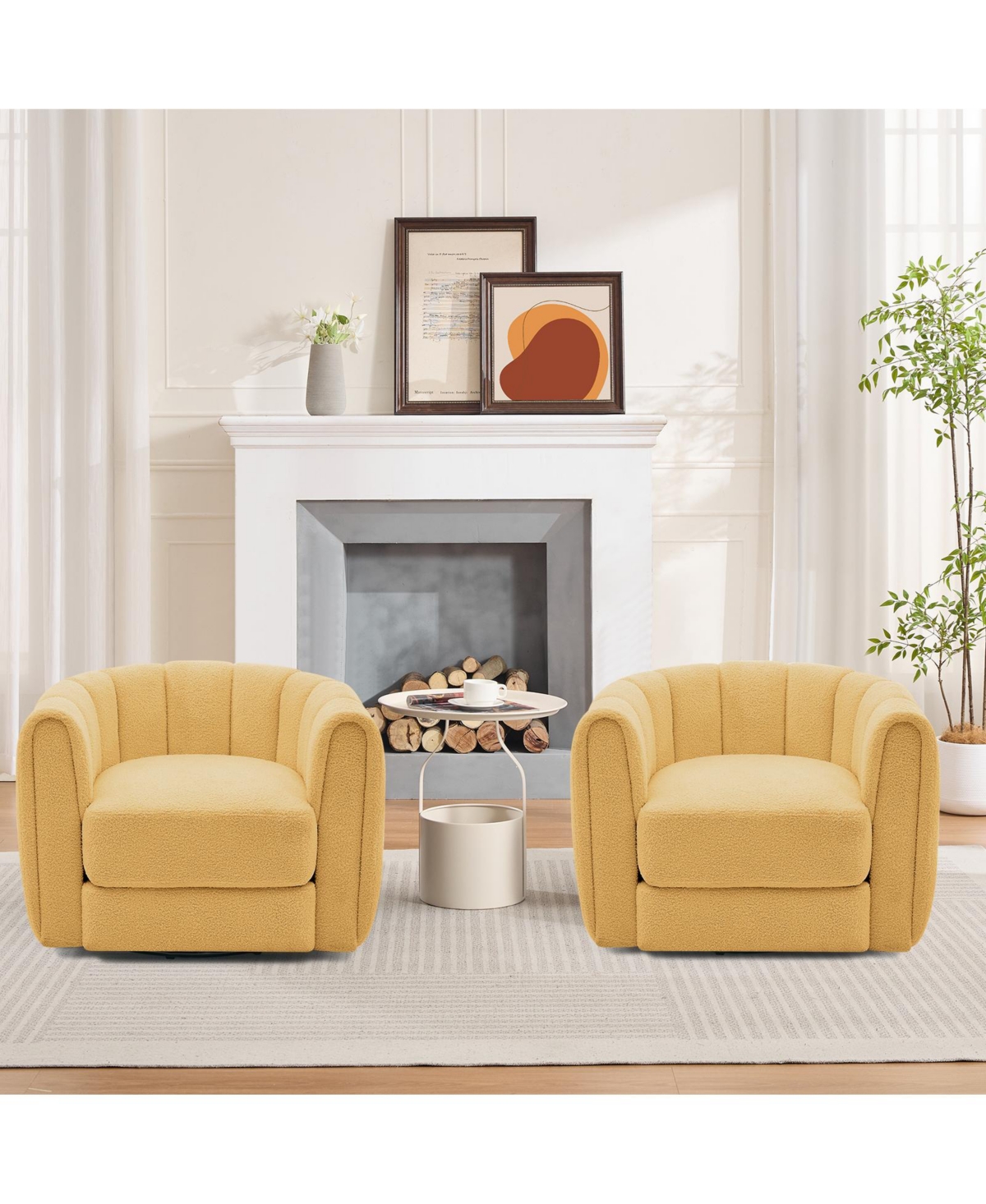 Click here for gaomon Modern Striped Swivel Barrel Accent Chair... prices
