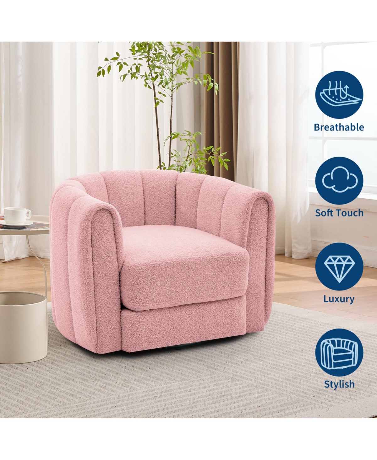 Click here for gaomon Modern Striped Swivel Barrel Accent Chair... prices