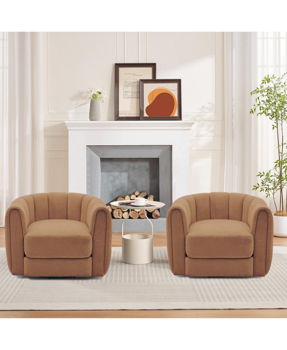 Click here for gaomon Modern Striped Swivel Barrel Accent Chair... prices