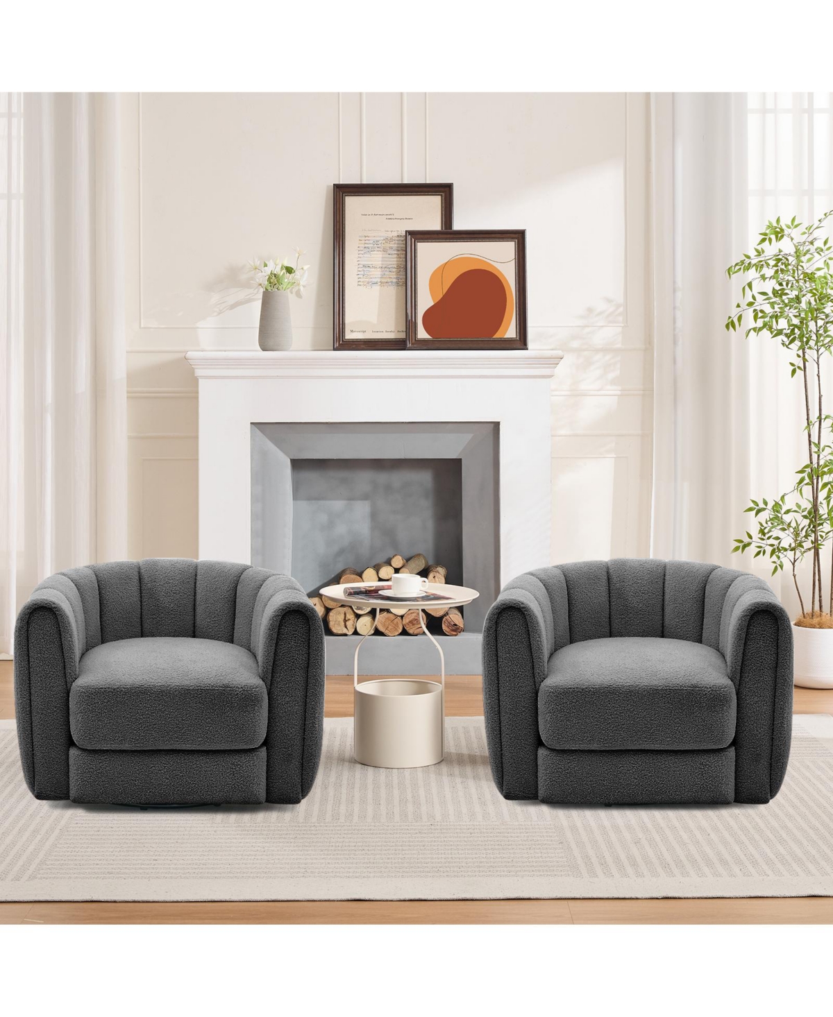Click here for gaomon Modern Striped Swivel Barrel Accent Chair... prices