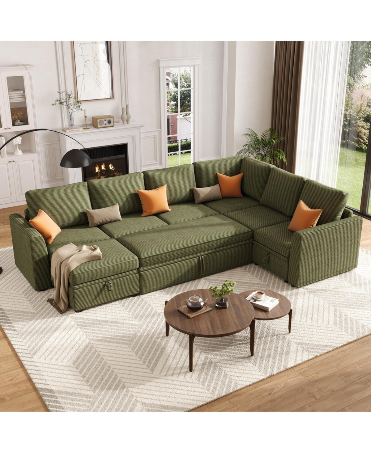 Click here for gaomon U-Shaped Corduroy Sectional Sleeper Sofa fo... prices