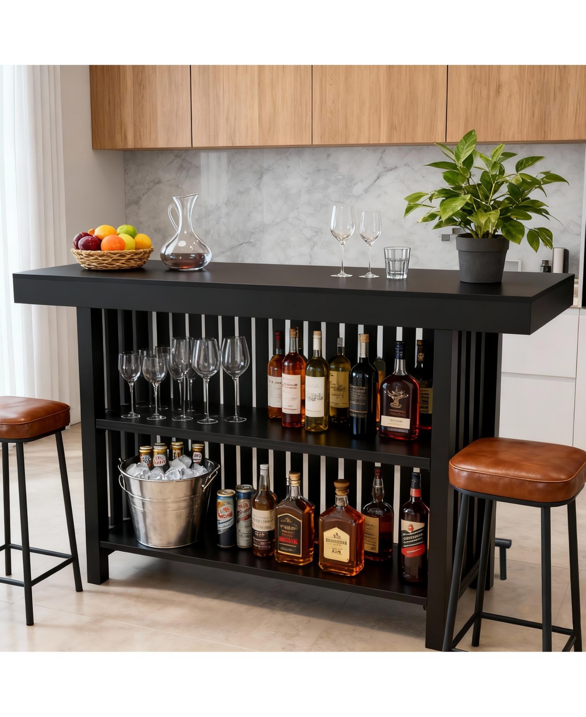 Click here for gaomon Spacious 2-Tier Home Bar Table with Storage... prices