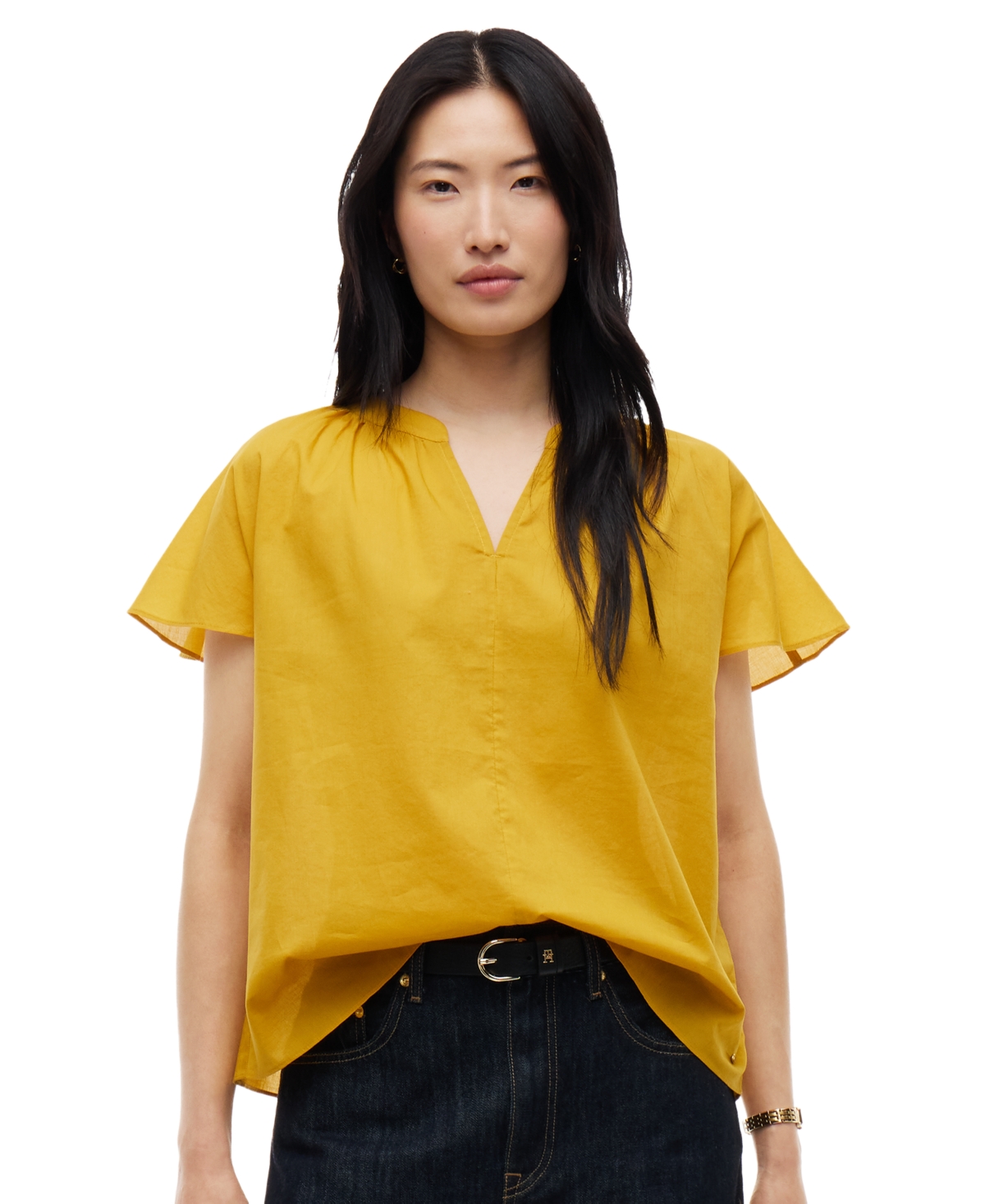 Click here for Tommy Hilfiger Womens Voile Popover 3/4-Sleeve Sco... prices