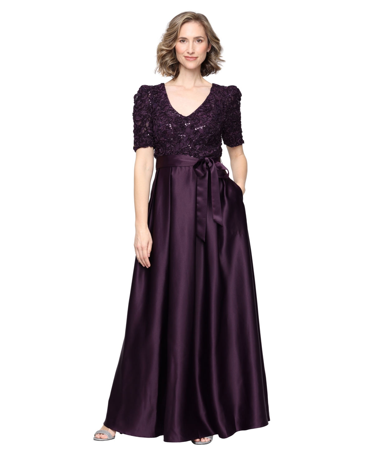 Click here for Alex Evenings Petite V-Neck A-Line Ball Gown - Dee... prices