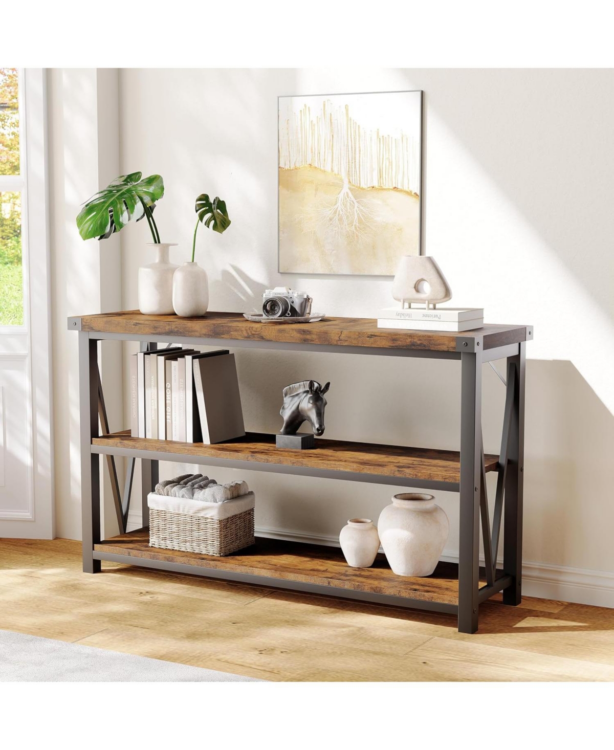 Click here for gaomon 47 Wooden Fluted Console Table  Long Entryw... prices