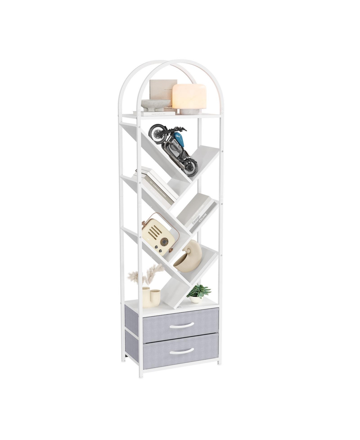 Click here for gaomon Tree Bookshelf Narrow Bookcase 2 Fabric Dra... prices