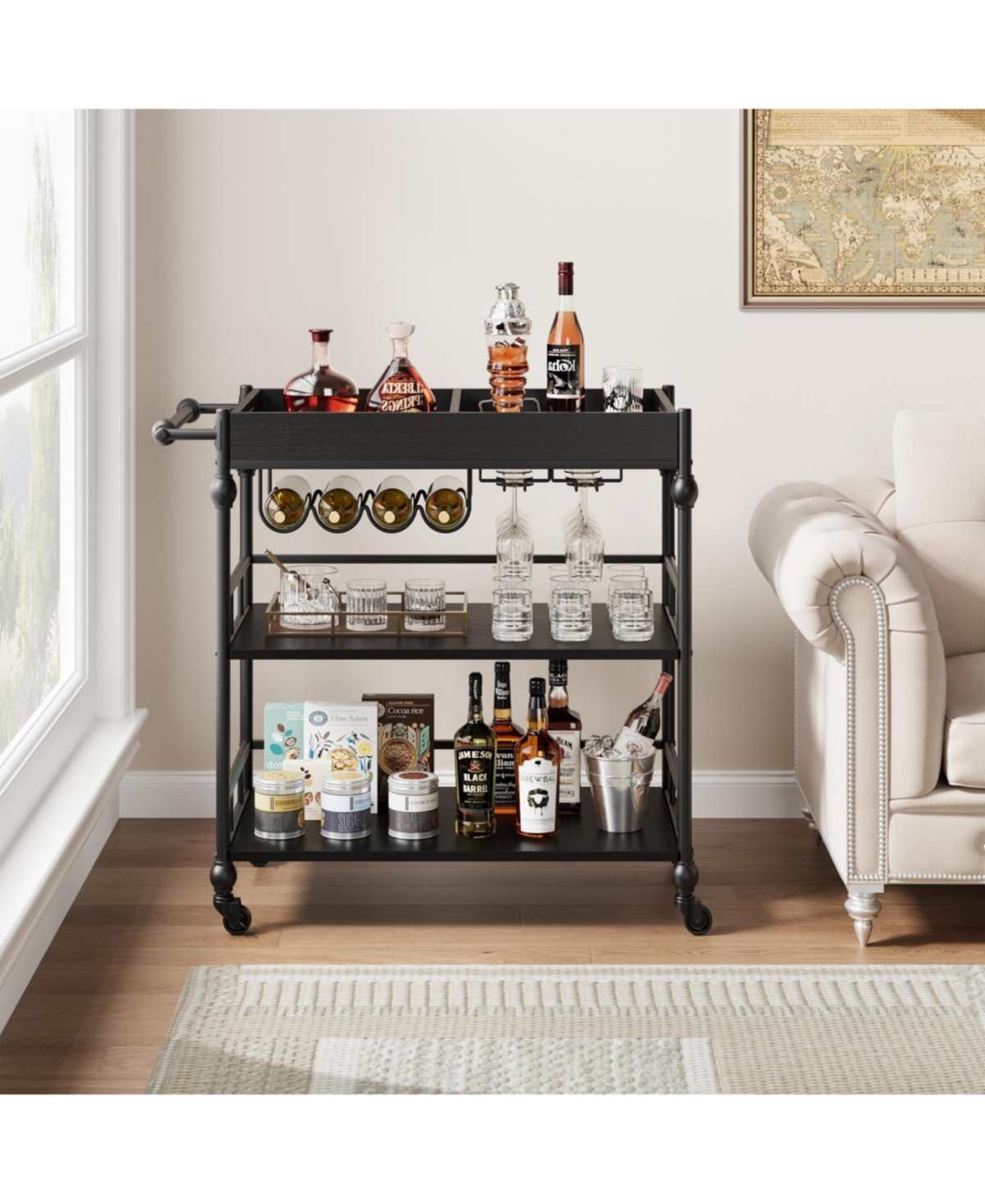 Click here for gaomon Bar Cart With Wheels  3-Tier Serving Cart F... prices