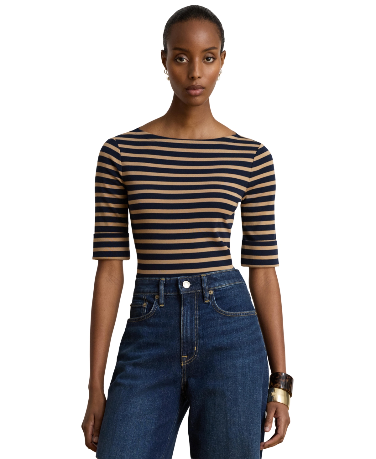 Click here for Lauren Ralph Lauren Womens Striped Stretch Cotton... prices